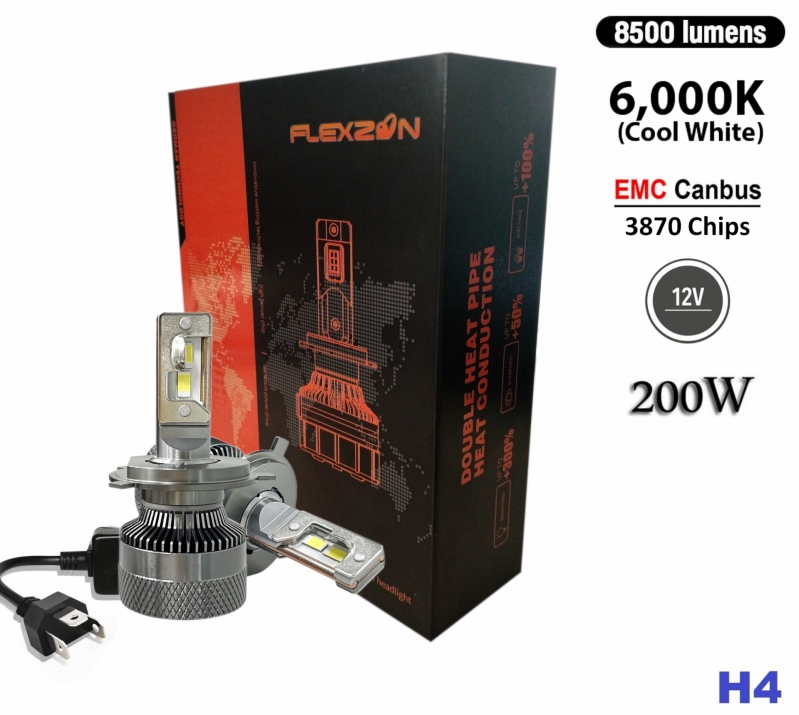 Комплект от 2 броя LED ЛЕД диодни крушки H4 Х4 12V 120W 13000lm за фарове Canbus без грешки ...