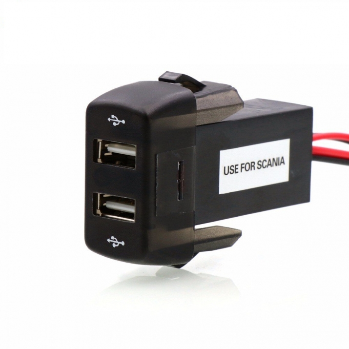 Двоен УСБ USB порт за вграждане за Скания Scania Р R П P Г G | Flexzon.com